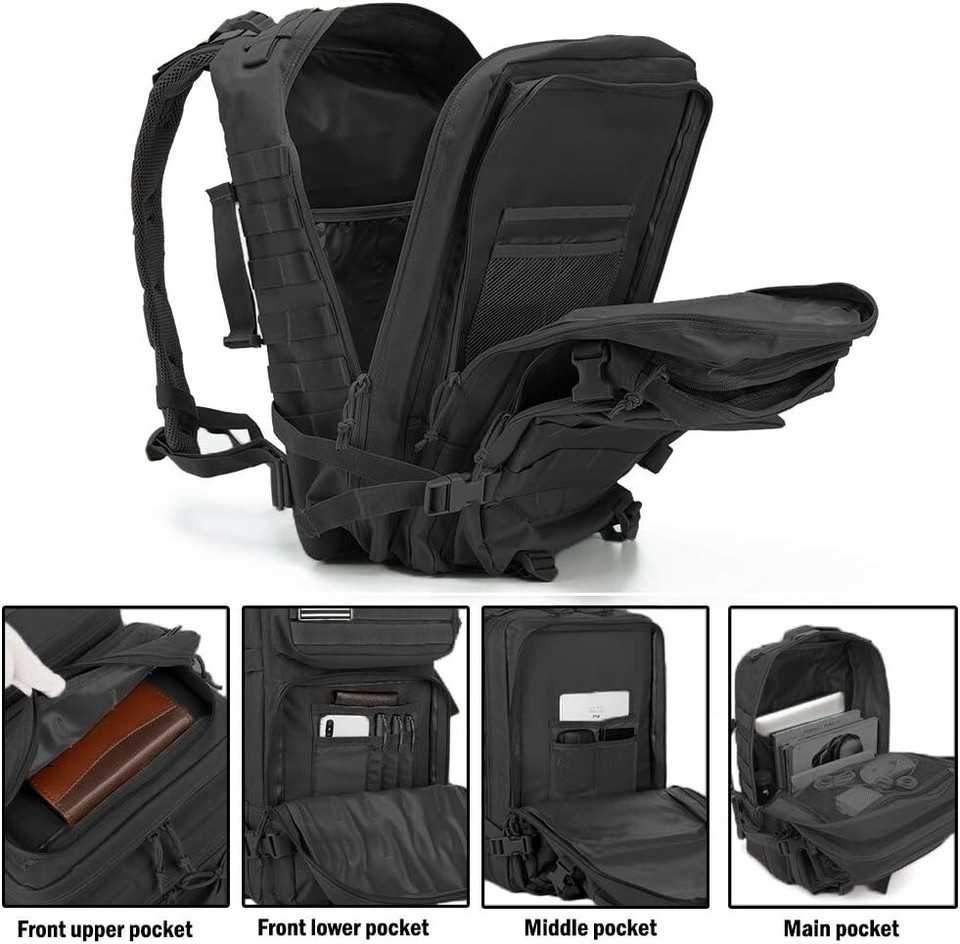 45L Military Tactical Backpack Large Army Men 3 Day Assault Pack Molle ...