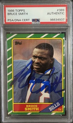 BRUCE SMITH 1986 Topps Signed Auto Autographed Rookie RC Buffalo Bills ...
