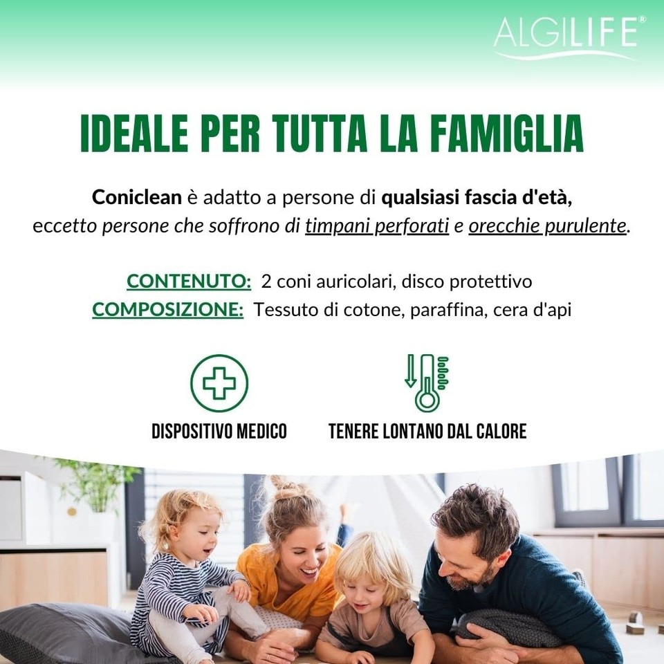 ALGILIFE ConiClean Coni Orecchie Cerume con Cera dApi, Pulizia Orecchie ...