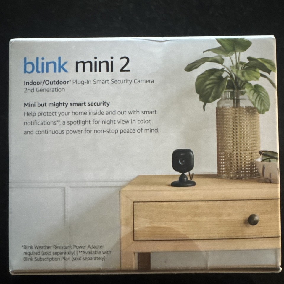 Blink Mini 2 Security Camera 1080p Wired Indoor Outdoor Night Vision ...