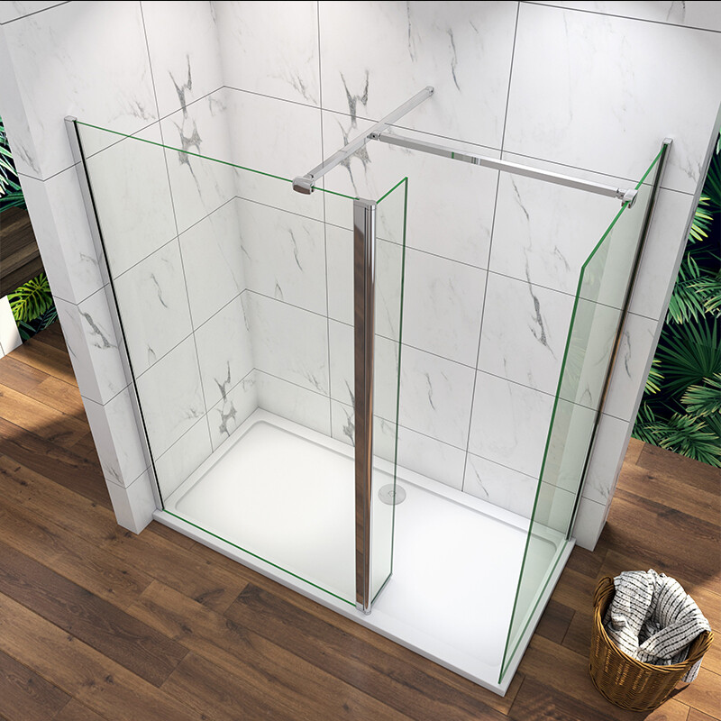 Walk In Wet Room Shower Screen Enclosure Flipper Panel 8mm Glass Stone ...
