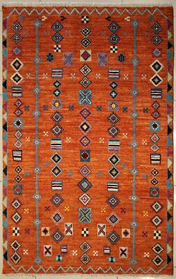 Rugstc 4x6 Senneh Chobi Ziegler Orange Area Rug,Natural dye, Hand ...