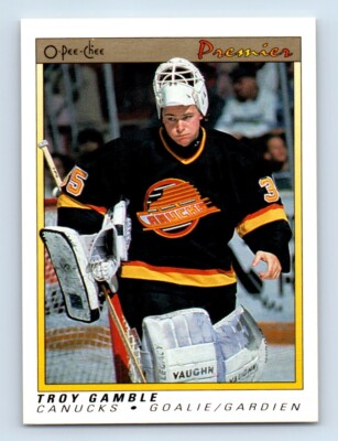 1990-91 O-Pee-Chee Premier Troy Gamble Rookie Vancouver Canucks #34 | eBay