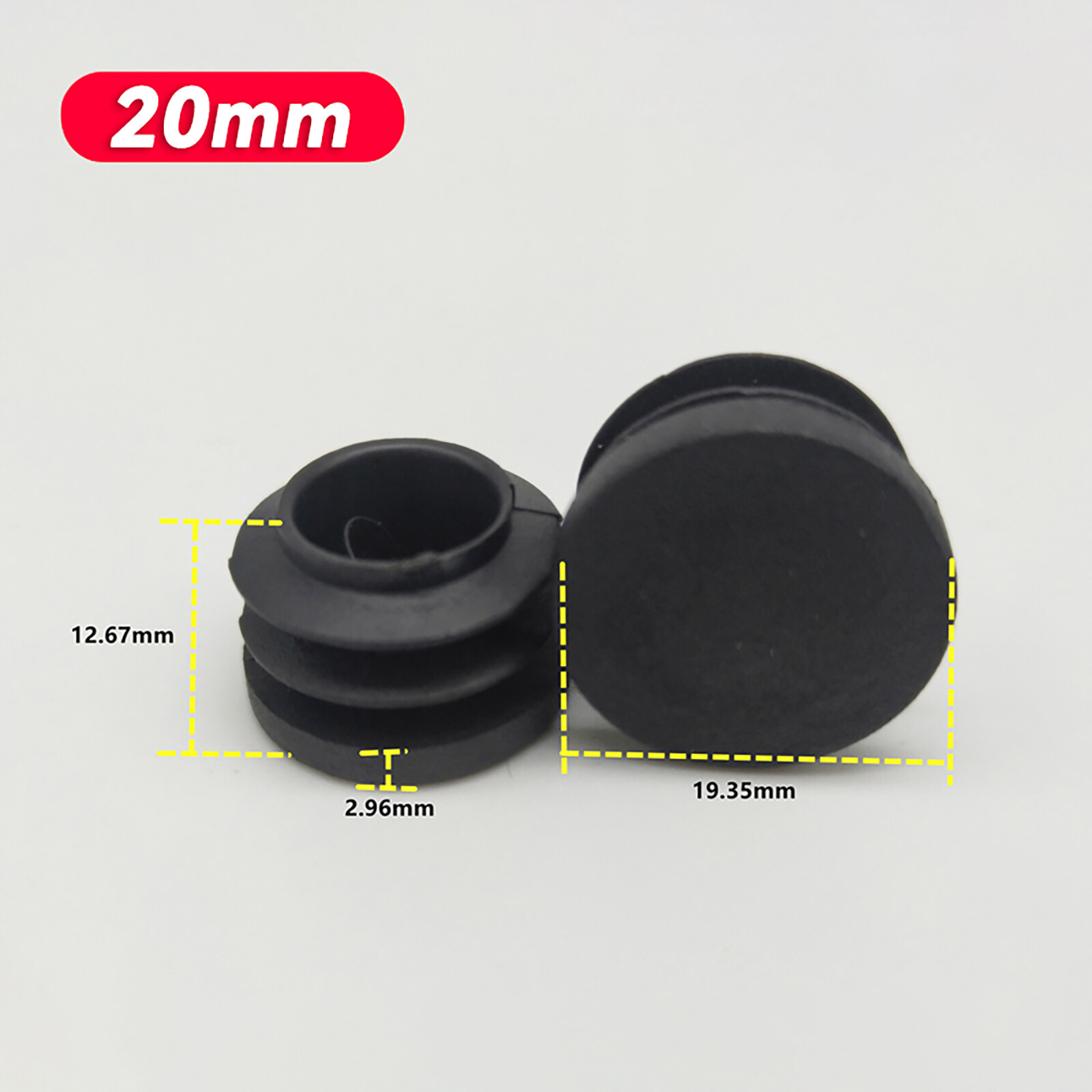 Ø 10-114 mm Round Tube Hole Plug Plastic End Caps Tubing Glide Tips ...