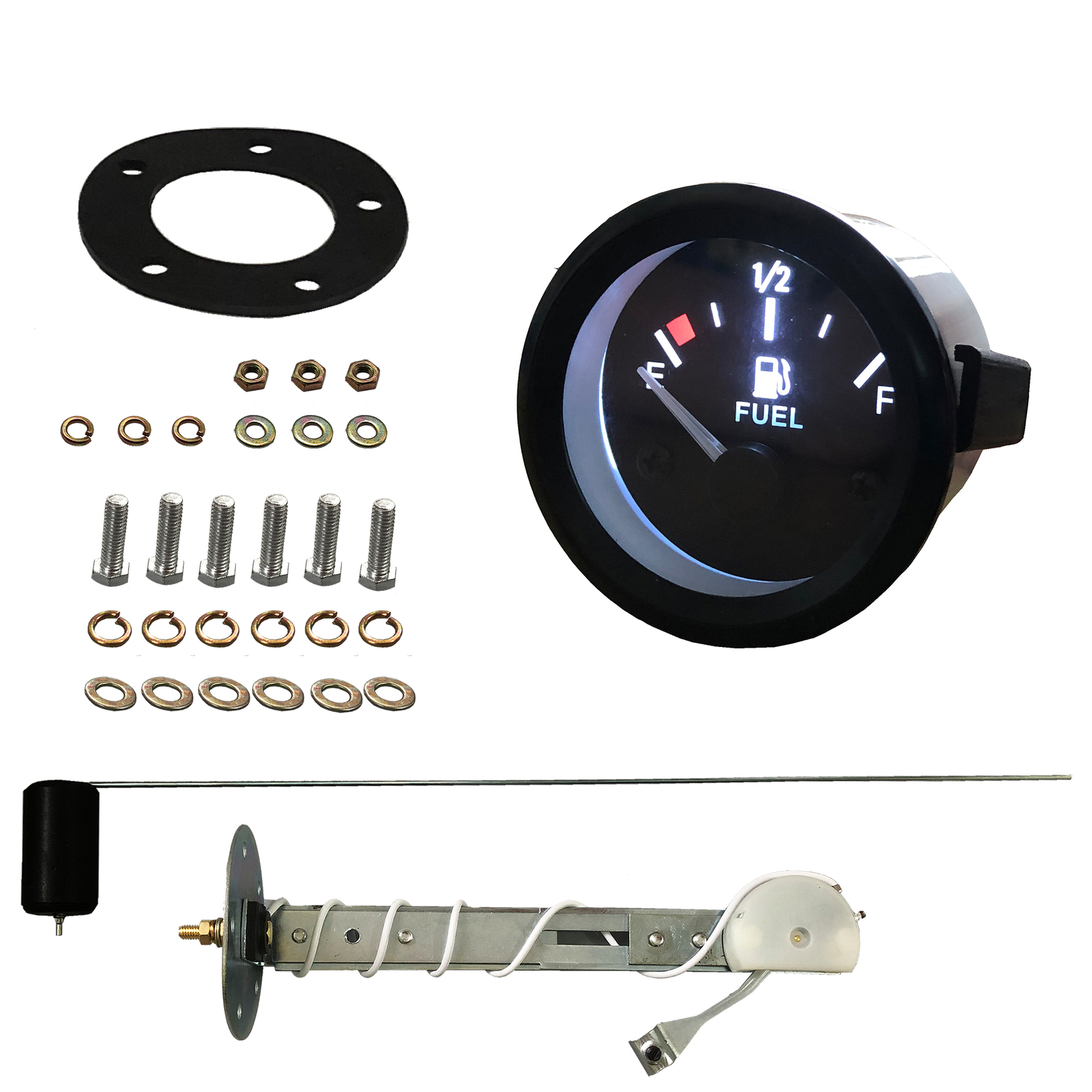 2"52mm Fuel Level Gauge Kit W/Unit Fuel Level Sensor E-1/2-F Pointer ...
