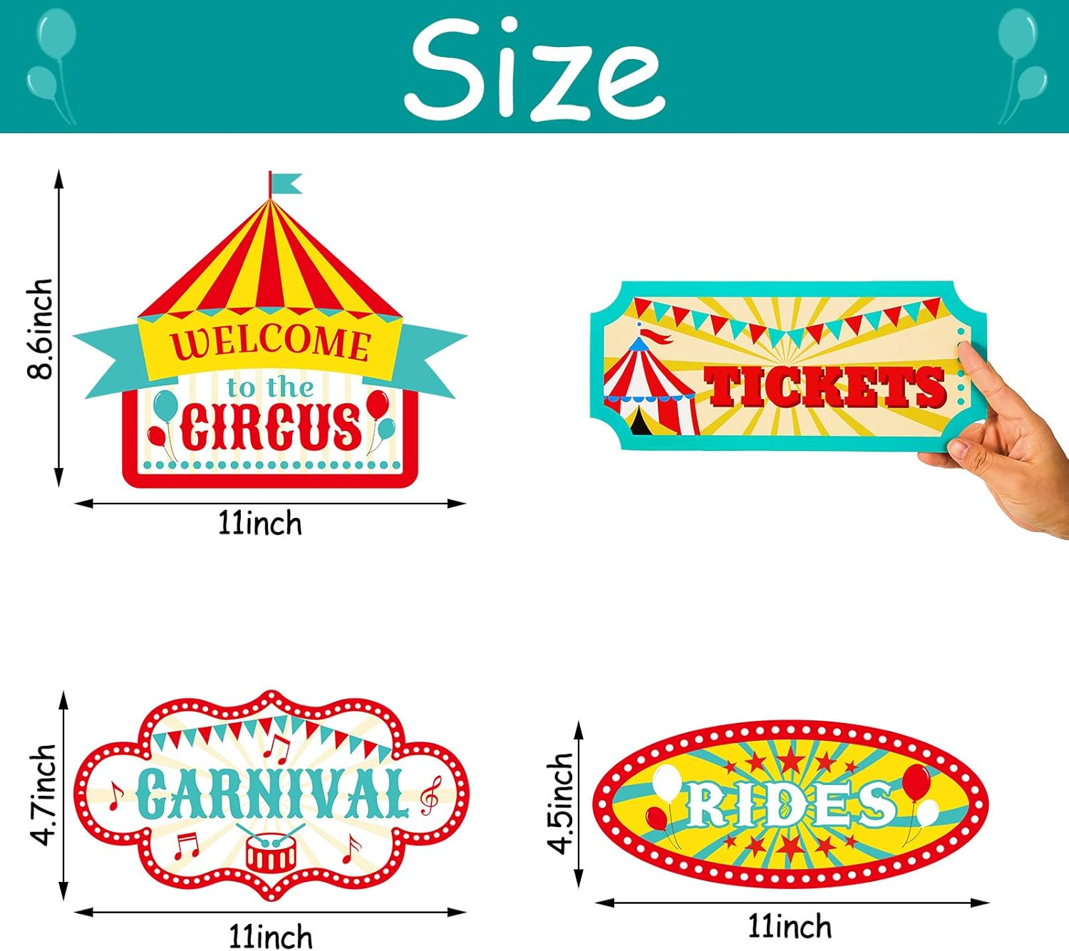 20 Pieces Circus Carnival Party Directional Signs Decor for Welcome for ...