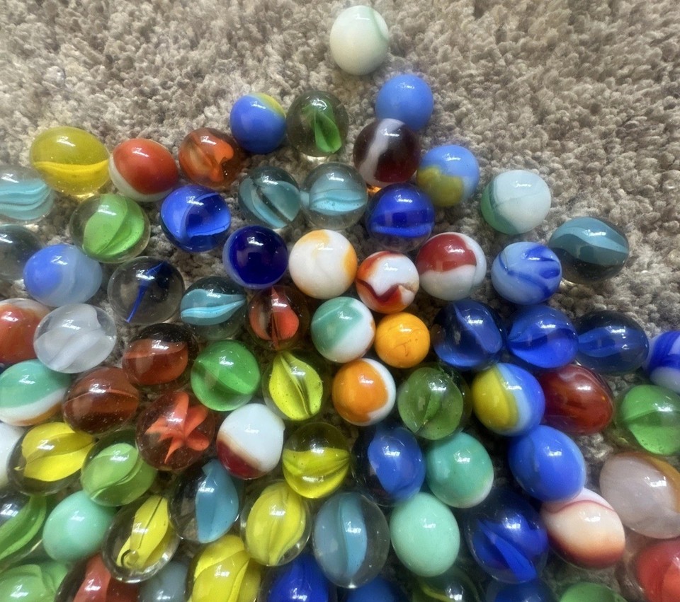Lot of Antique Vintage Toy Glass Marbles Some Shooters | eBay