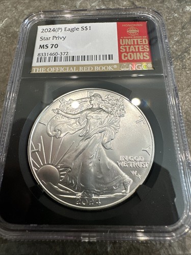 2024 P $1 American Silver Eagle Star Privy! NGC MS70 Exclusive Red Book ...