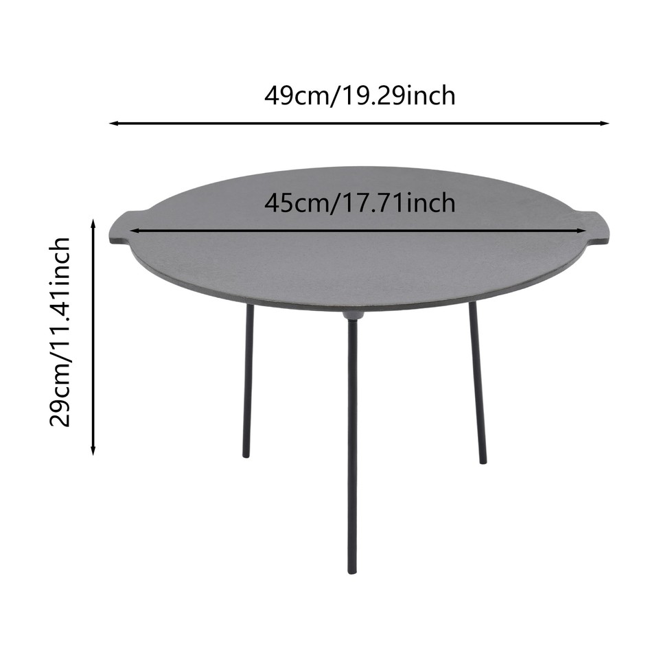 18"Campfire Grill Griddle, Cast Iron Grill Pan with Handles, 3 ...