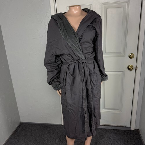 Restoration Hardware Men's Robe Large Cotton Terry Cloth lined Tie Gray ...