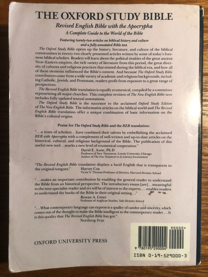 The Oxford Study Bible: Revised English Bible with the Apocrypha - Very ...