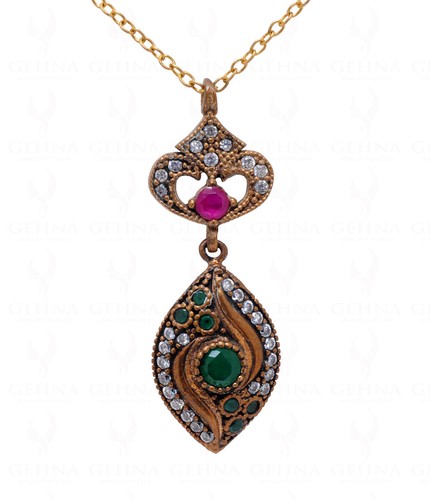 Emerald Ruby & Topaz Gemstone Studded Silver Pendant Ts1010 | eBay