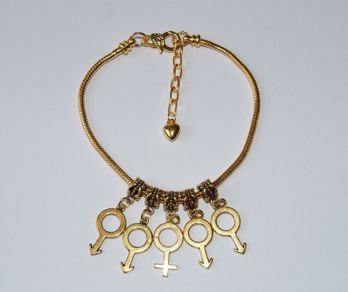 Gold Euro Anklet Chain 'MMFMM' Symbols Swinger Threesome Fetish Slut ...