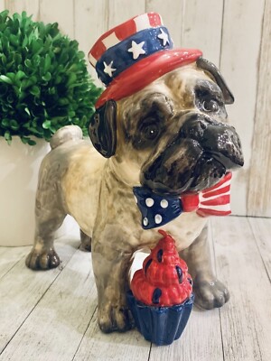 Blue Sky Clayworks Pug Patriotic Dog Memorial Day July 4th NEW!! HTF ...