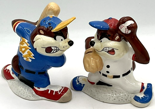Gibson Warner Bros Tasmanian Devil Salt Pepper Shakers Baseball Taz ...