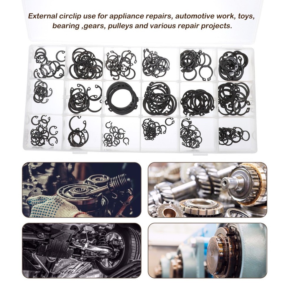 1 Set C-shape Snap Retaining Ring Carbon Steel Washer Internal Shaft ...