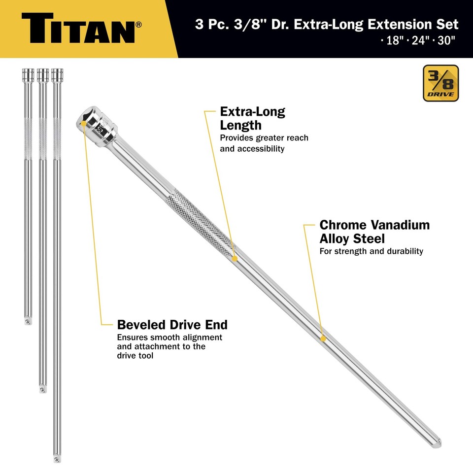 12079 3/8" Drive Extra Long Extension Set - 3 Piece | eBay