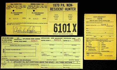 Pennsylvania 1979 Non-Resident Hunter License Turkey Tags | eBay