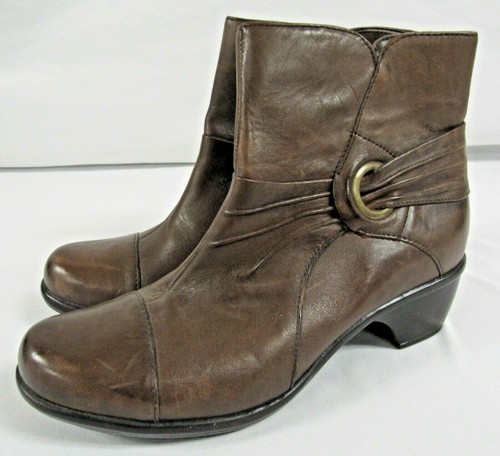 Clarks Brown Leather Zip Ankle Boots Womens Size 8.5M - Style 80834 | eBay