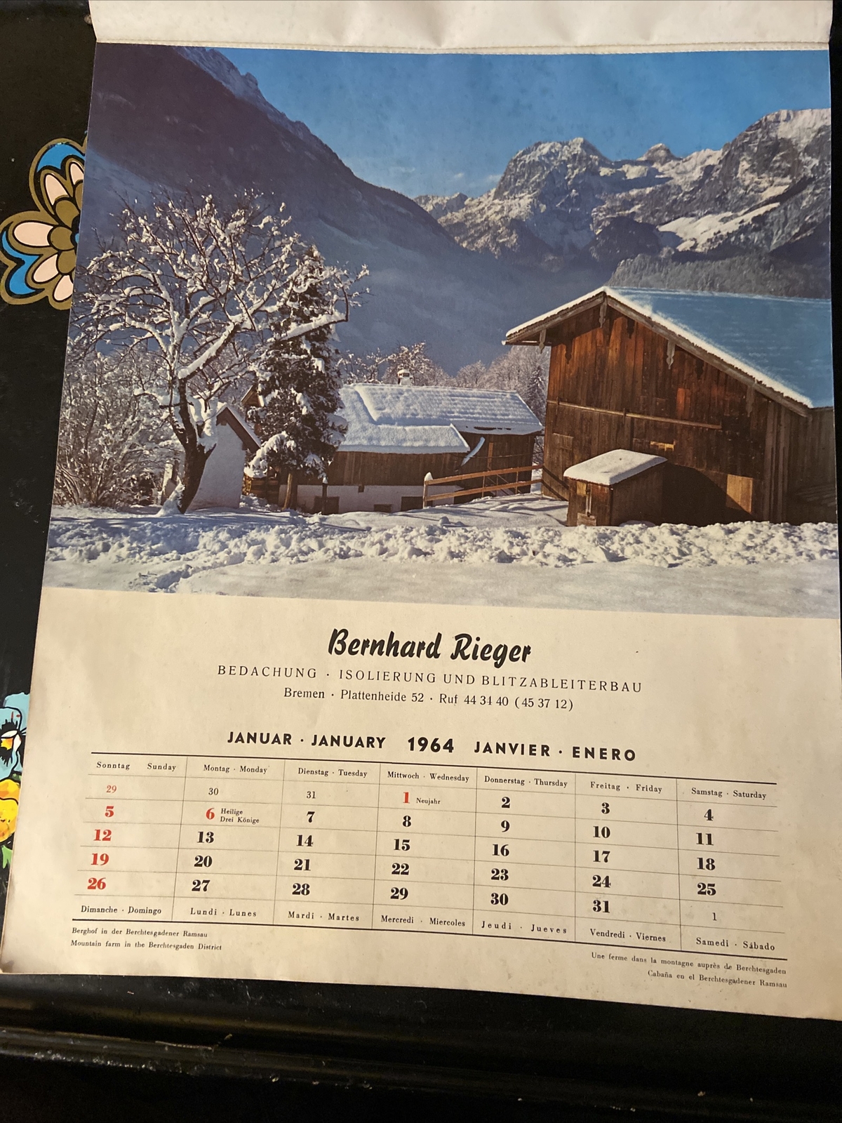 Vintage German Calendar 1964 Germany Scenic Photos Advertising Piece ...