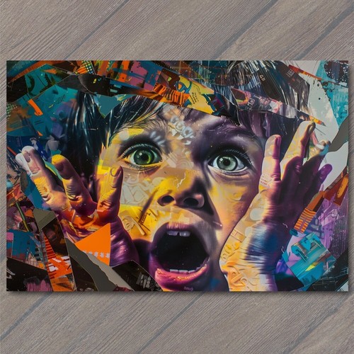 13x19" Child Beautiful Anxiety Collage Mosaic Strange Weird Layered ...
