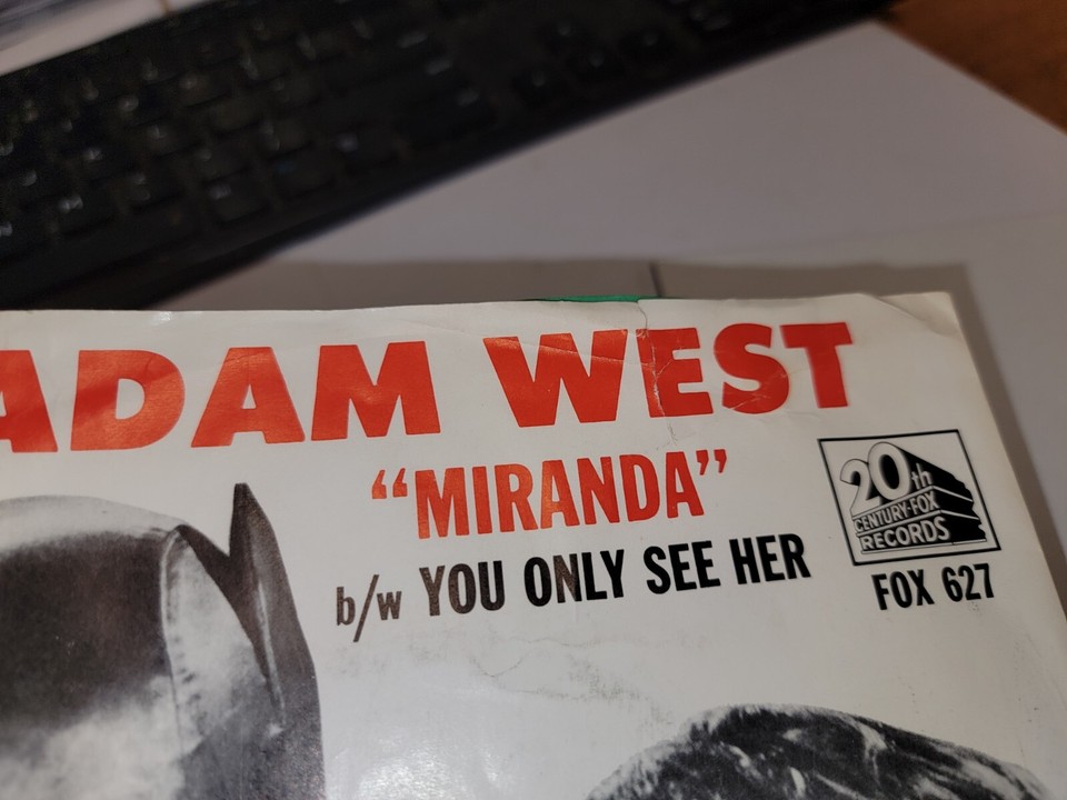 7' 45 RPM PICTURE SLEEVE & RECORD TV SHOW BATMAN ADAM WEST MIRANDA ON ...