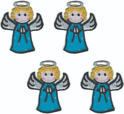Iron On Angel Patch Set of 4 Embroidered Appliqué for Christmas DIY ...