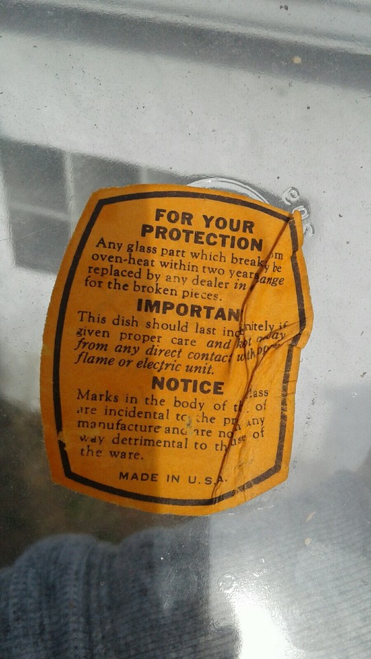 Vintage Pyrex Clear Glass Rimmed Pie Plate # 209 9 inch Original Label ...