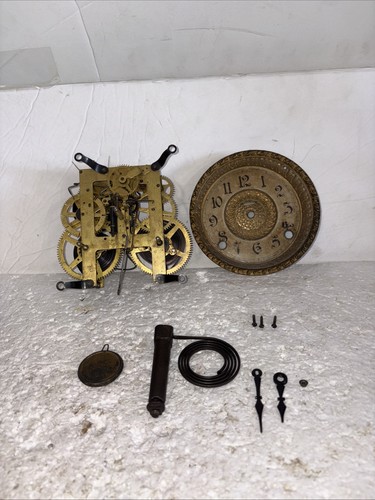 E. Ingraham Black Mantel Clock Movement c1900 8 Day Time Strike w/ Dial ...