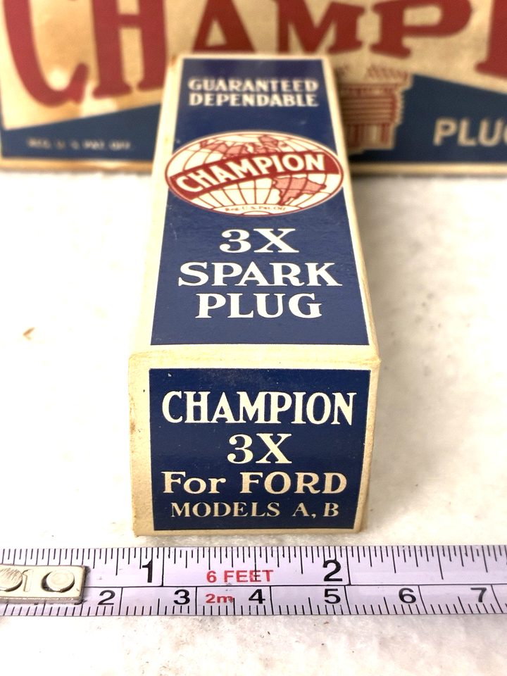 VINTAGE CHAMPION SPARK PLUG DISPLAY BOX,COUNTERTOP,3X,FORD MODEL A&B ...