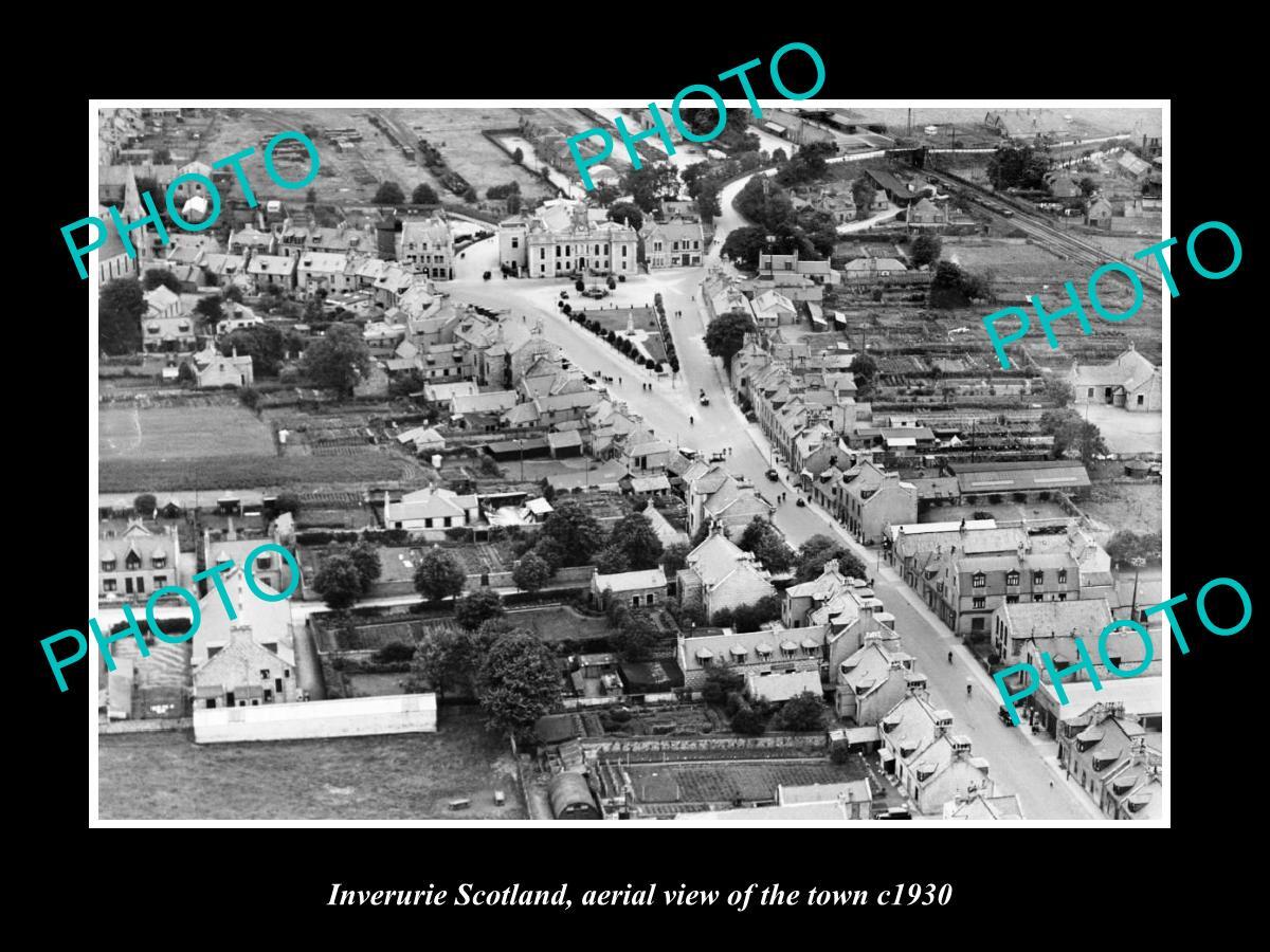OLD LARGE HISTORIC PHOTO OF INVERURIE SCOTLAND AERIAL VIEW OF THE TOWN ...