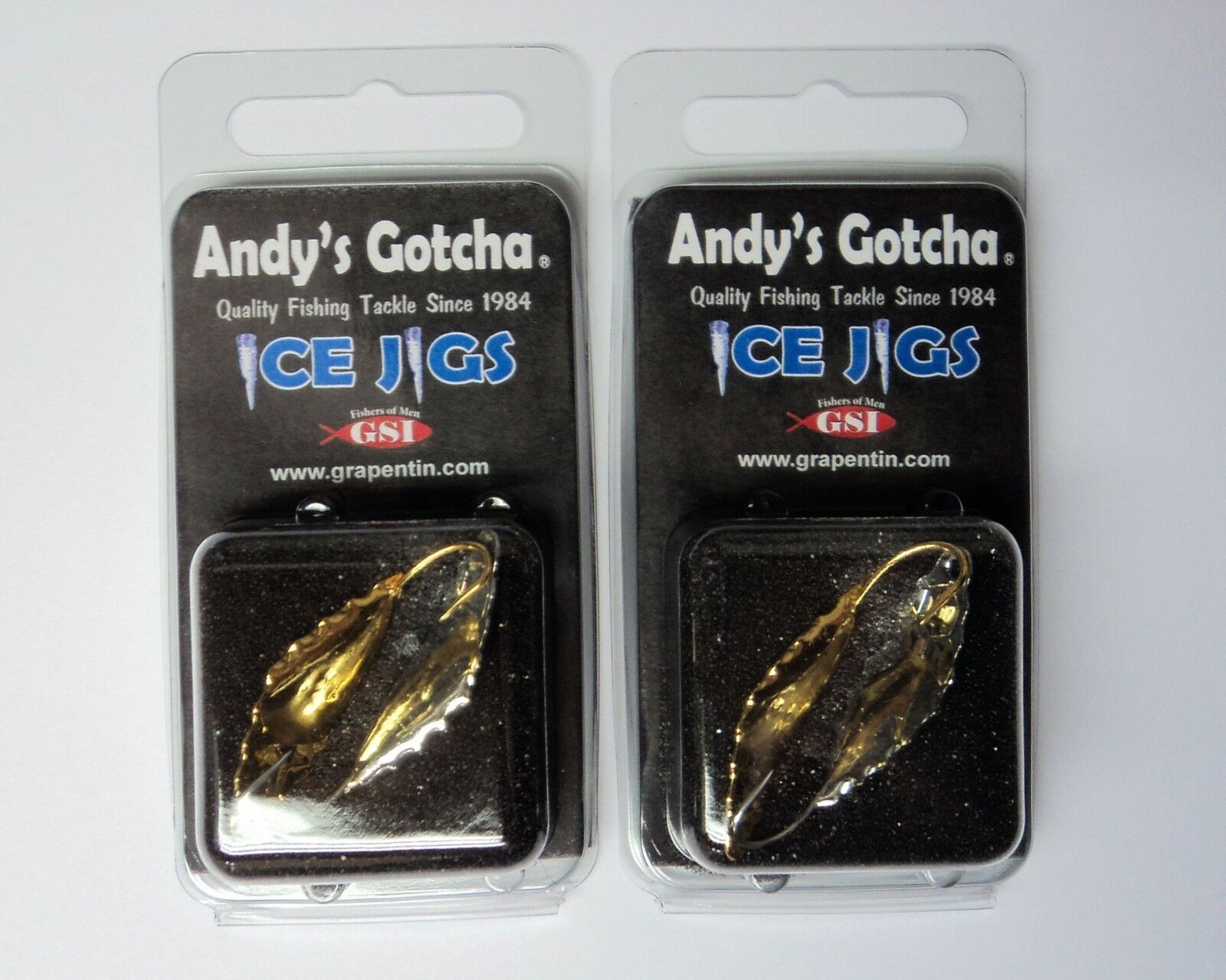 Andy's Gotcha Ice Jigs, TWO Packs (2 jigs per pk), #6 Hook, #3 Willow # ...