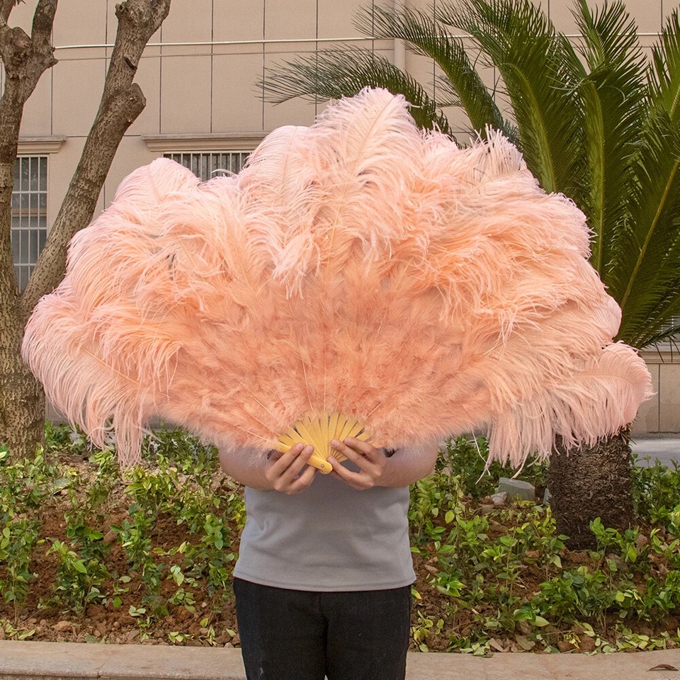 2023 women new Ostrich Feather Fan Carnival Party Feather Fan | eBay