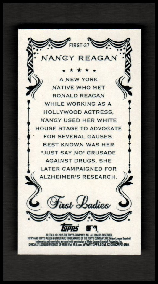 2015 Topps Allen and Ginter Mini First Ladies #FIRST37 Nancy Reagan ...