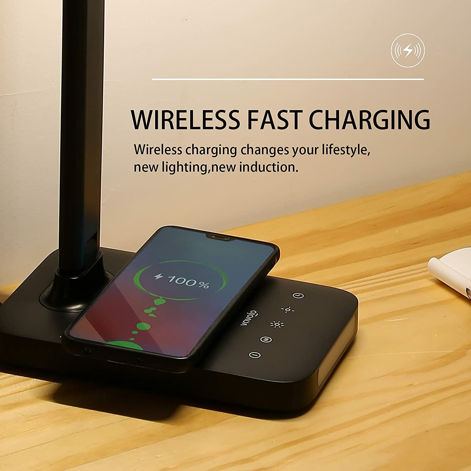 LED Desk Lamp with Wireless Charger, USB Charging Port, Desk Light for ...