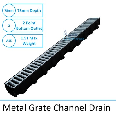 Channel Drains Metal Grate Shallow Driveway Drain Channel PVC 1 Metre ...