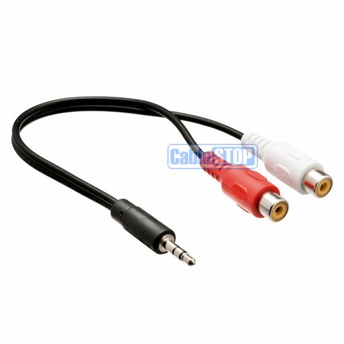 20cm Twin 2x RCA Phono Female Sockets to Mini 3.5mm Male Jack Cable ...