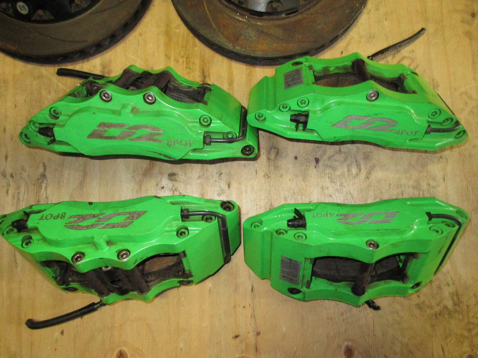 D2 Front 8 Pot + Rear 4 Pot Calipers Disk + Brake Pad D2 Front Rear ...