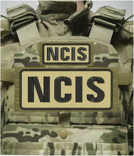 NCIS EMBROIDERY PATCH 4X10 and 2x5 hook ON BACK tan Black | eBay