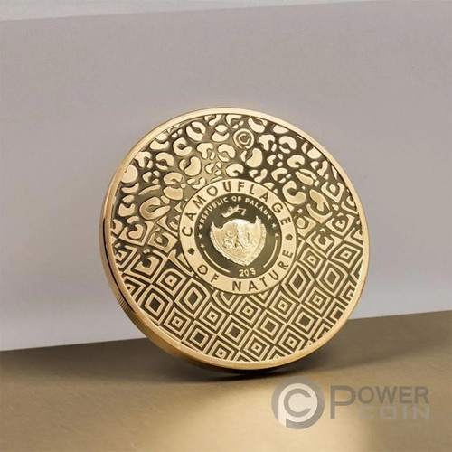 LEOPARD Camouflage of Nature Gilded 5 Oz Silber Münze 20$ Palau 2024 ...