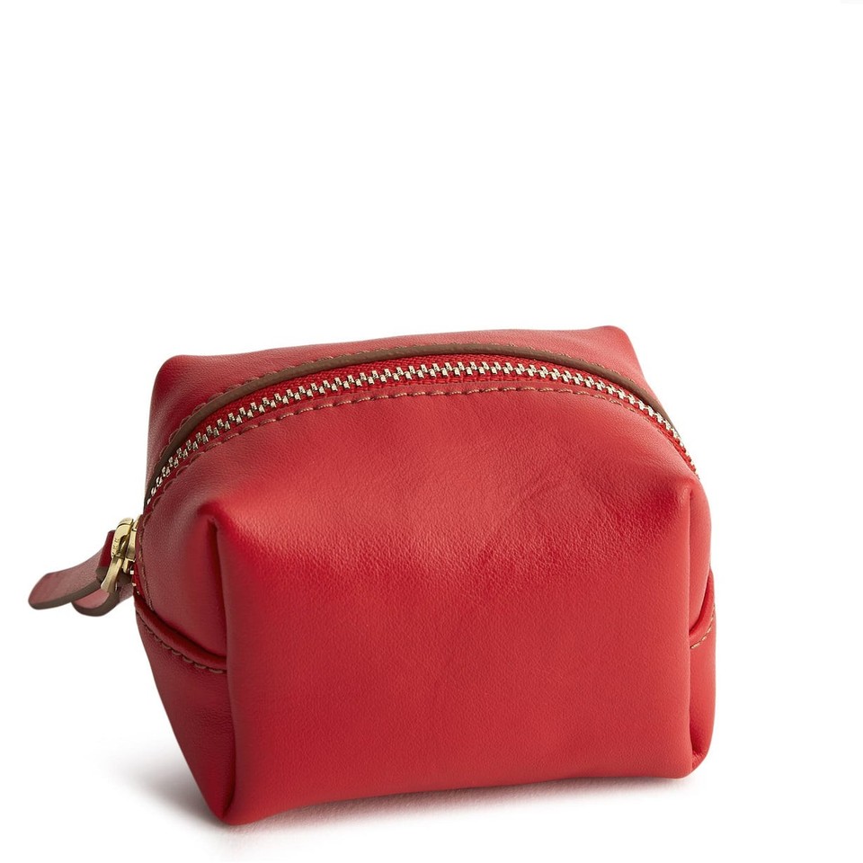 Goji Berry Red Leather Hathaway Large Tote Zip Wallet Cosmetic Bag Vera ...