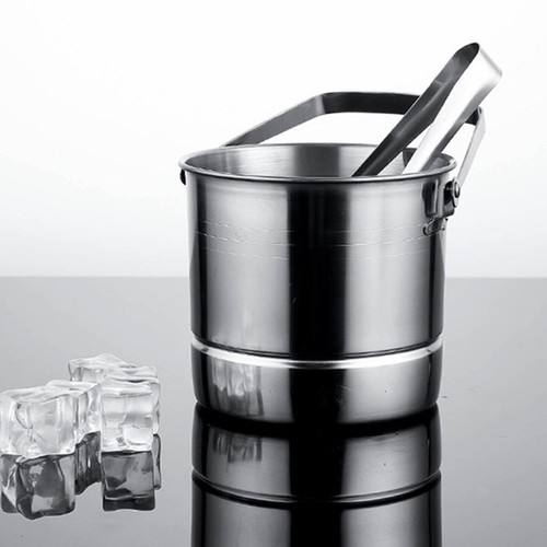 Portable 1L Stainless Steel Ice Bucket Ice Barrel with Clamp ...