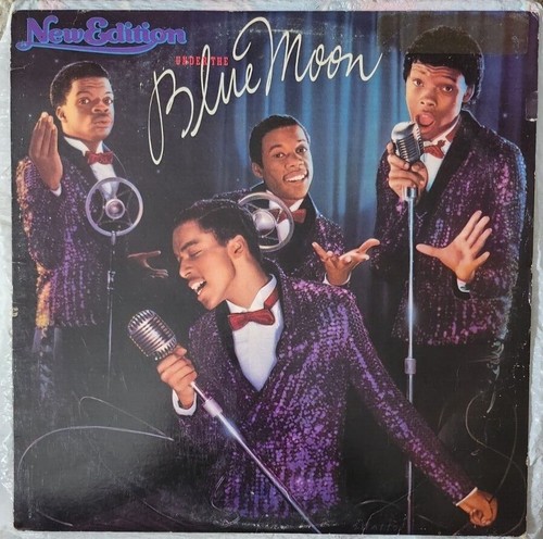 NEW EDITION Blue Moon Vinyl 1986 LP 12" with org PRINTED TRACK-LIST ...