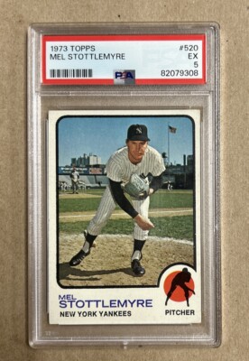 1973 Topps Baseball Mel Stottlemeyer New York Yankees Card #520 PSA 5 ...