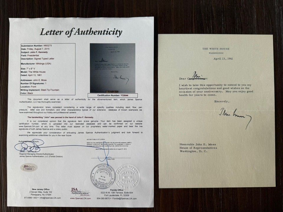 John F. Kennedy JFK Signed White House Letter JSA LOA Autographed TLS ...
