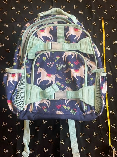 Pottery Barn kids backpack blue with horses and flowers | eBay