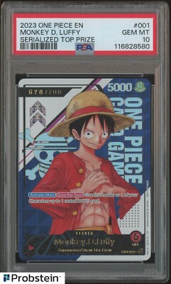 2023 One Piece EN #001 Monkey D Luffy Serialized Top Prize PSA 10 GEM ...
