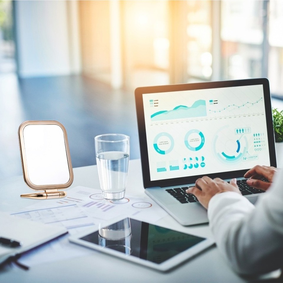 Small Mirror Stand Vanity Tabletop Mount Makeup Foldable Double Sided ...