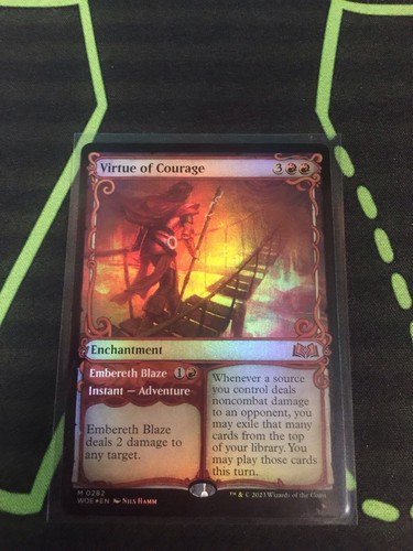 MTG Magic The Gathering Virtue Of Courage Foil WOE Mythic Red ...