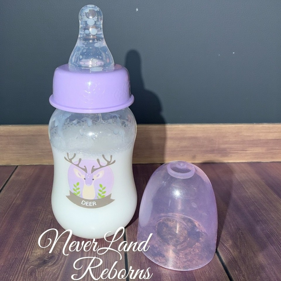 4 ounce sealed baby bottle with no hole nipple for Reborns. Breast milk ...